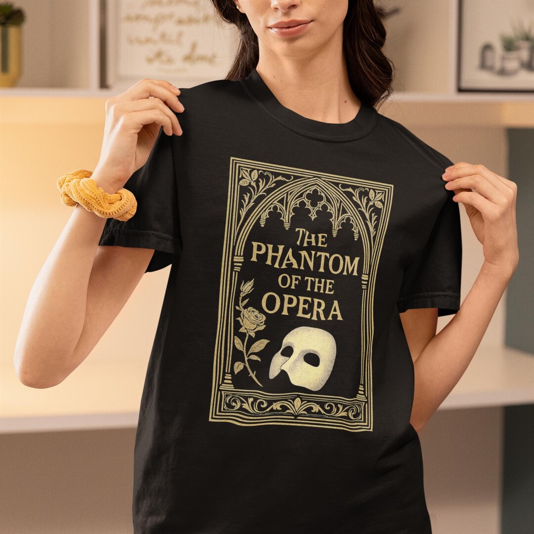 Phantom of the Opera Shirt - Gothic Book Cover Design, Vintage Rose and ...