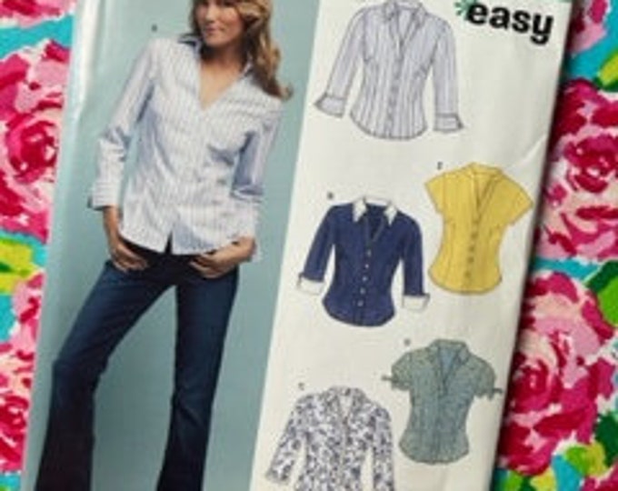 Sewing Pattern for Womens V-neck Shirts, Button Front Tops, New Look ...