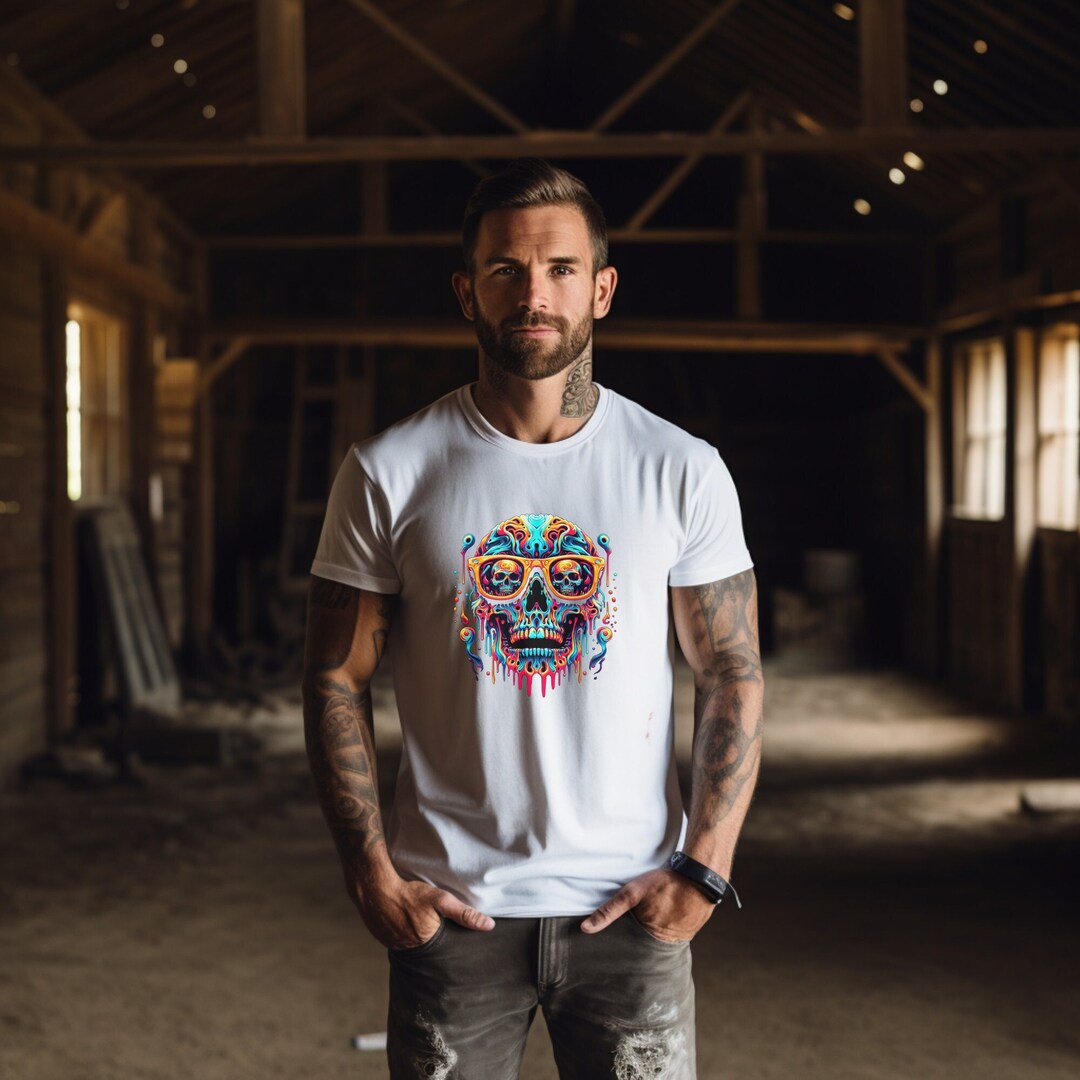 Syntax Diffusion Collab #3 T-shirt, Trippy Psychedelic Skull Shirt ...