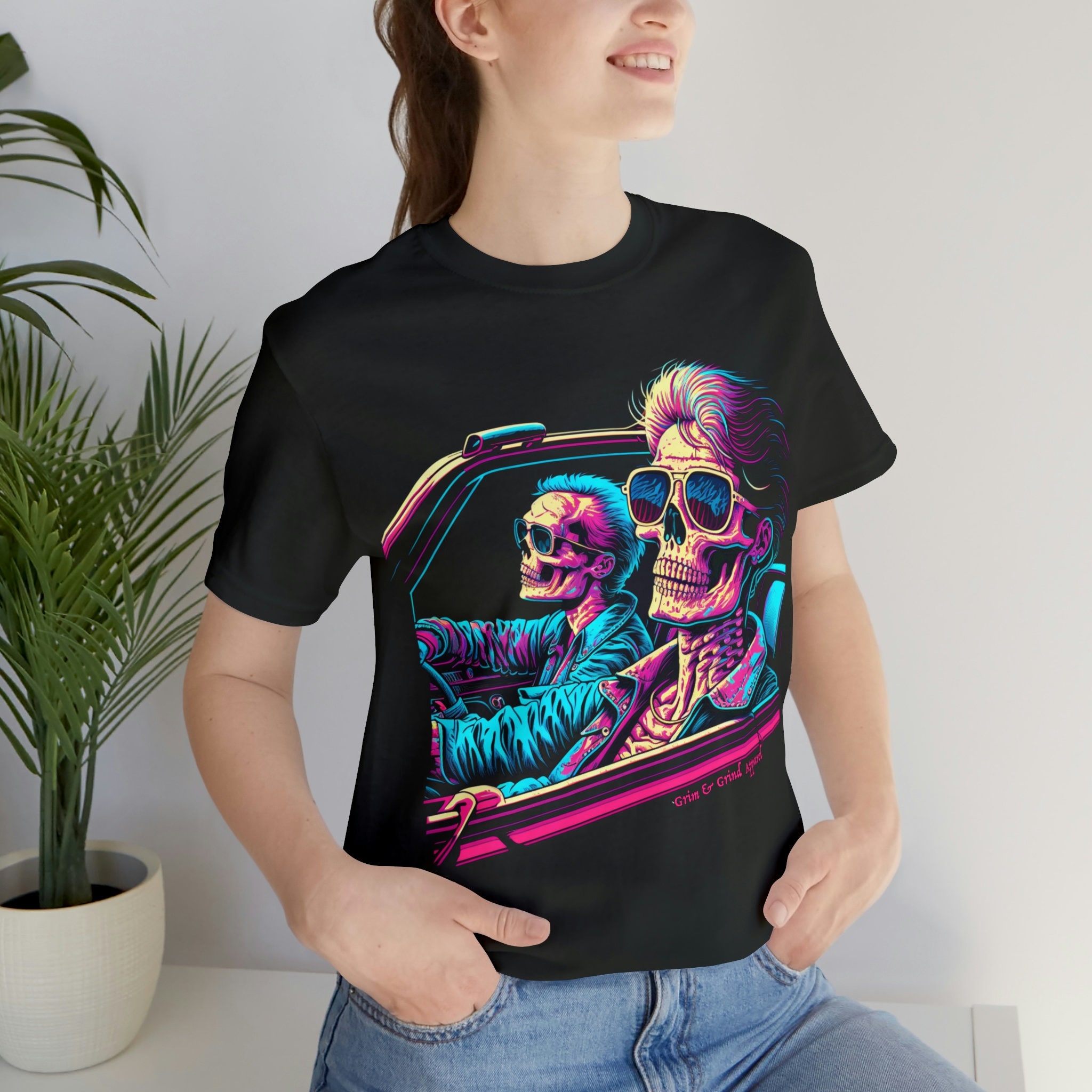 80s Retro Road Trip Skeleton Driving Convertible, Skeleton Driving Car ...