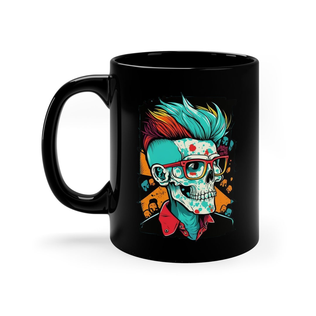 Stylish Skeleton Pop Art Design Coffee Mug, Halloween Coffee Mug, Pop ...