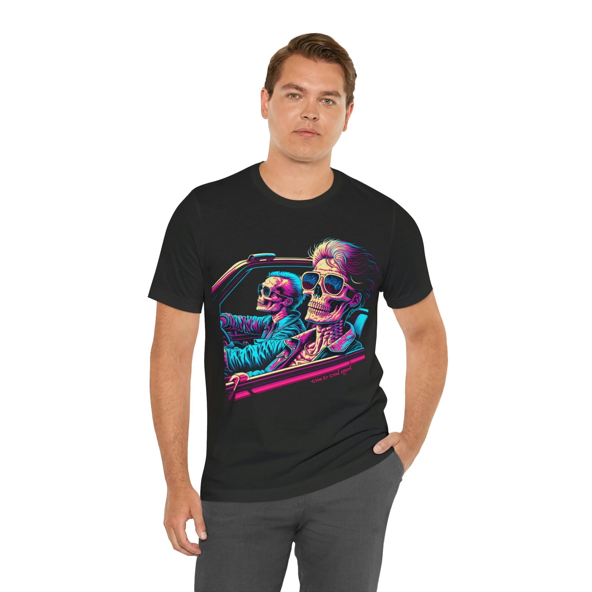 80s Retro Road Trip Skeleton Driving Convertible, Skeleton Driving Car ...