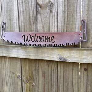 Rustic Saw Blade Sign, Welcome Sign, Crosscut Saw Wall Hanging, Outdoor ...