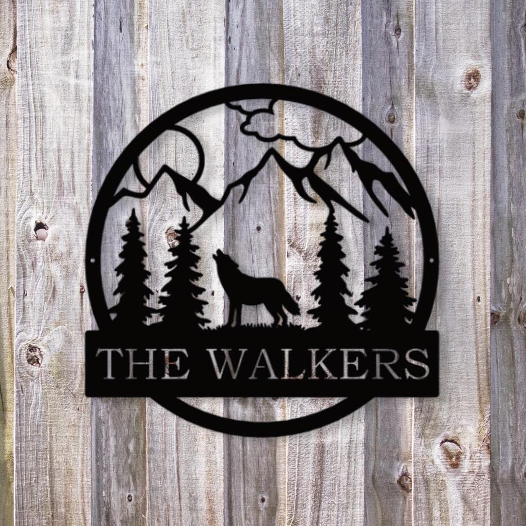 Personalized Wolf Metal Sign, Howling Wolf Sign, Wolf Decor, Custom ...