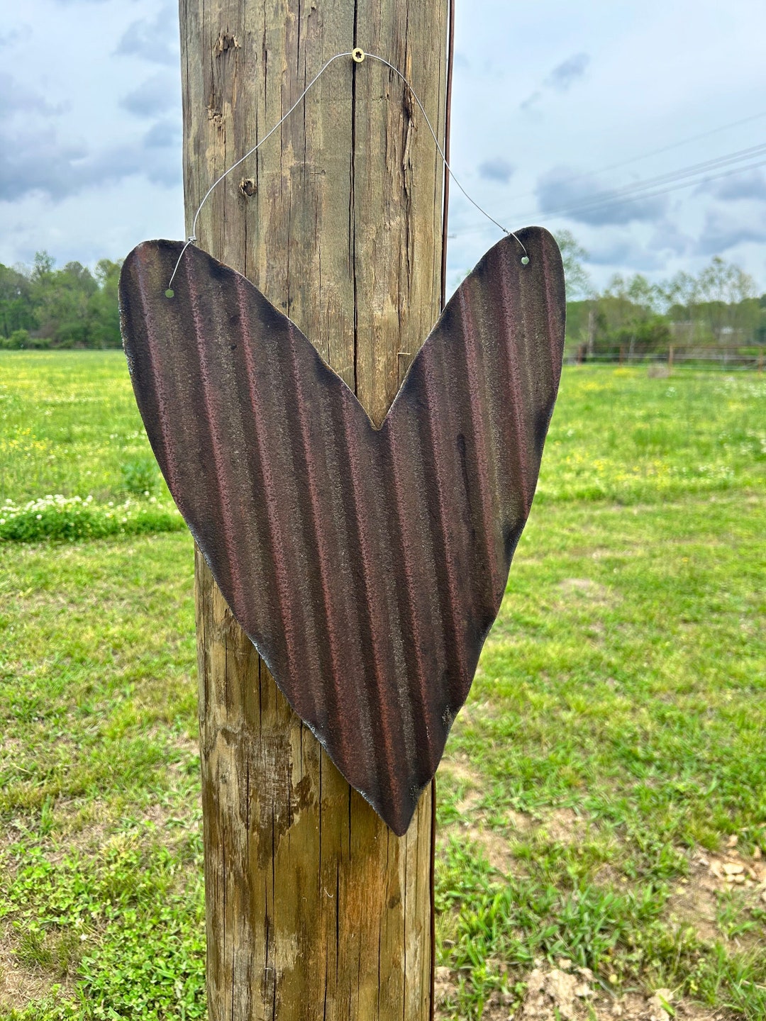 Heart Metal Sign, Corrugated Metal Signs, Metal Garden Decor, Vintage ...