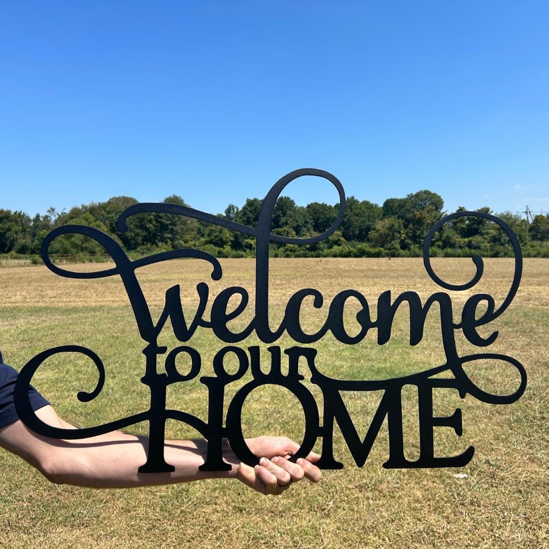 Welcome to Our Home Sign, Welcome Metal Sign, Entry Way Decor, Welcome ...