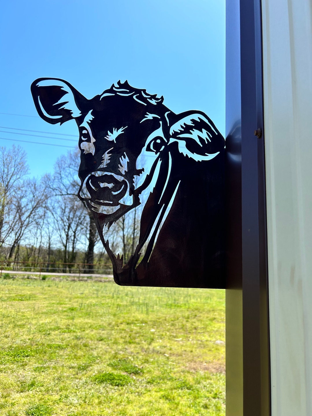 Peeking Calf Metal Sign, Peek-a-boo Cow, Peeping Cow Sign, Cow Garden ...