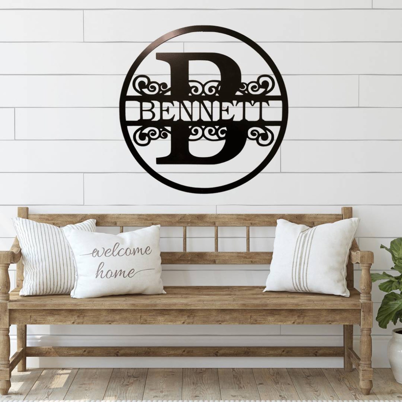 Split Letter Monogram Metal Sign Split Letter Metal Wall - Etsy