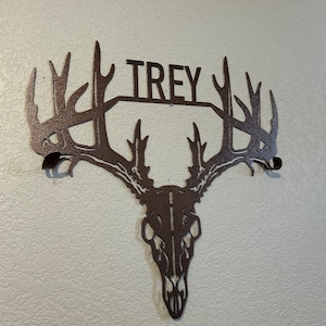 Personalized Bow Hanger, Custom Metal Bow Holder, Deer Skull Bow Rack ...