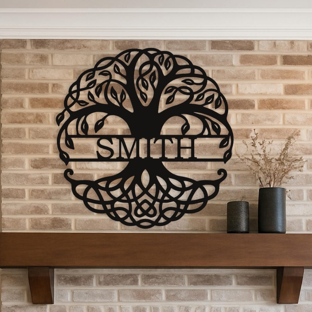 Personalized Metal Family Name Sign Tree of Life Wall Art Custom Last ...