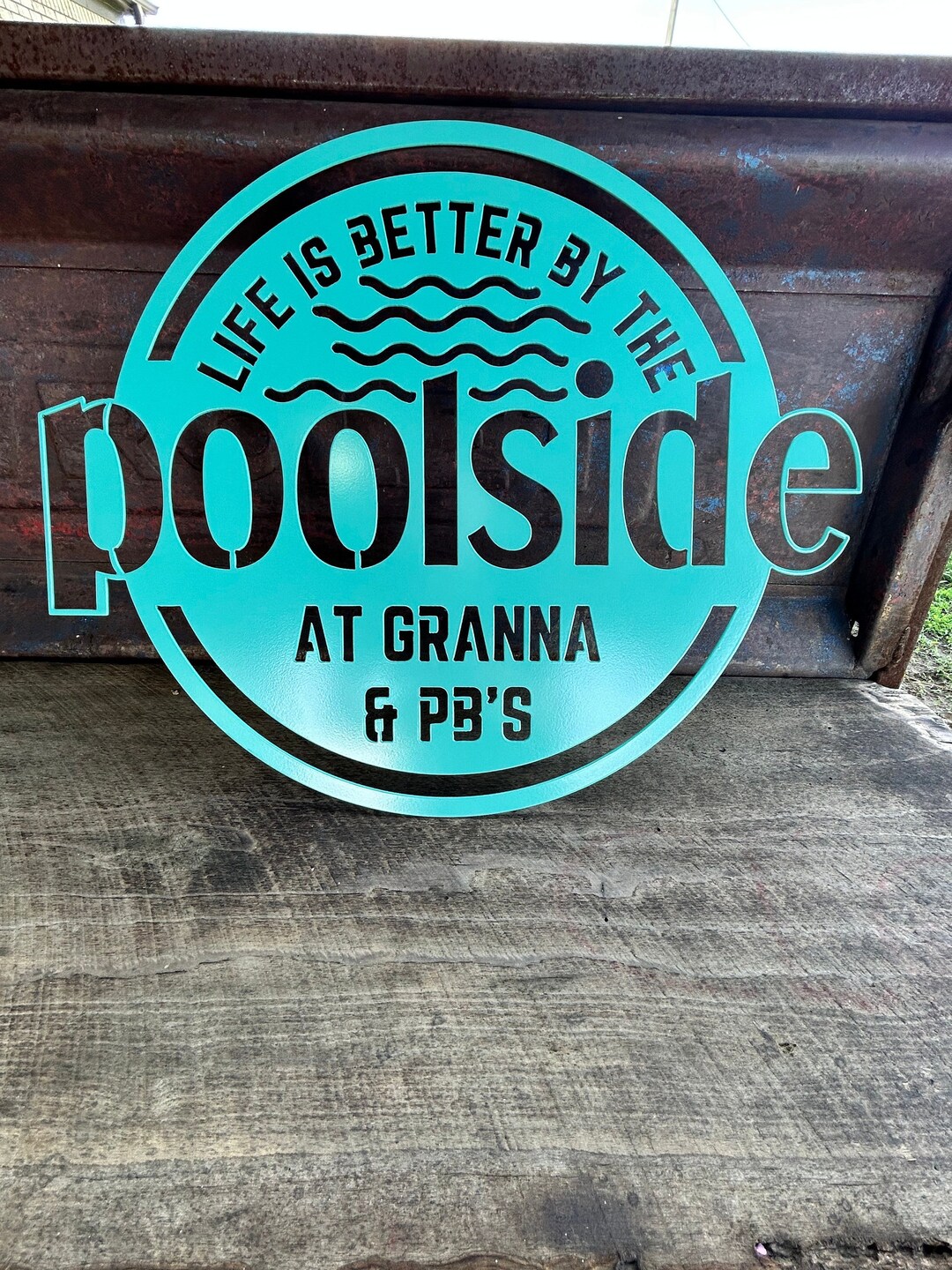 Personalized Poolside Sign, Metal Pool Sign, Poolside Sign, Backyard ...