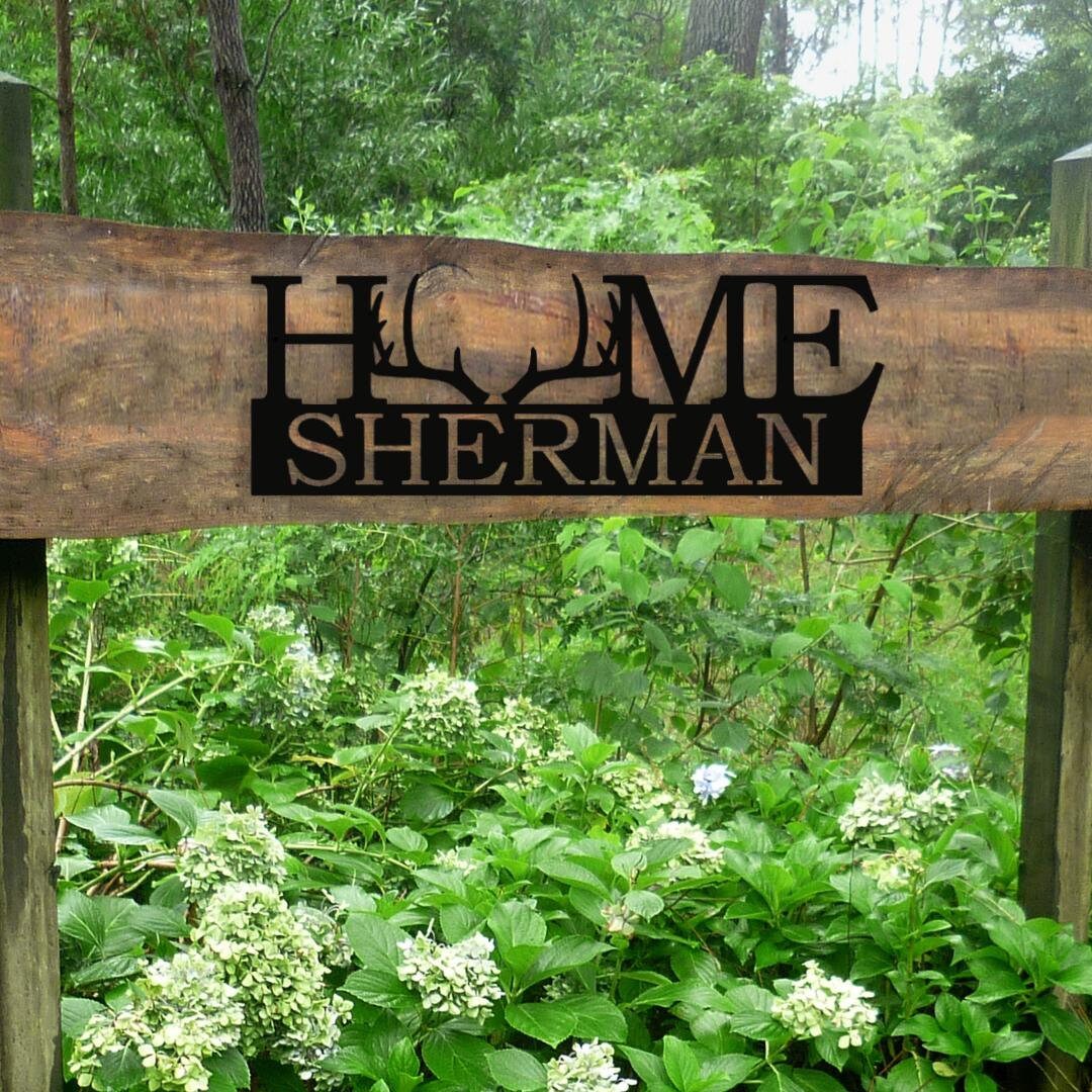 Custom Home Antler Sign, Metal Home Sign, Deer Metal Sign, Deer Antler ...