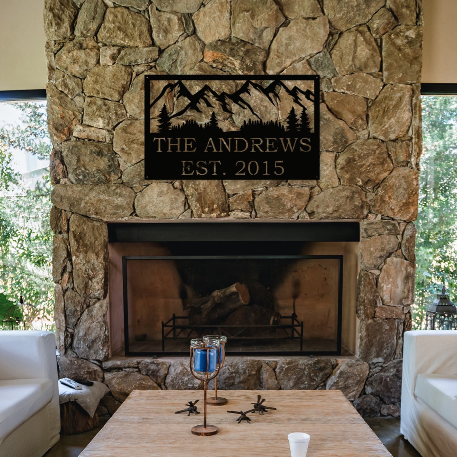 Personalized Outdoor Cabin Sign, Mountain Wall Decor, Lodge Sign, Pine ...