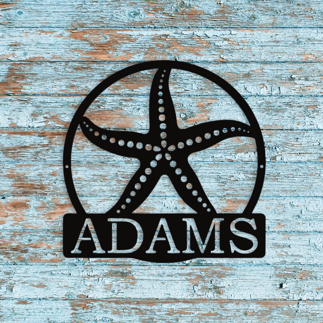 Coastal Metal Wall Art, Personalized Beach Sign, Starfish Decor ...