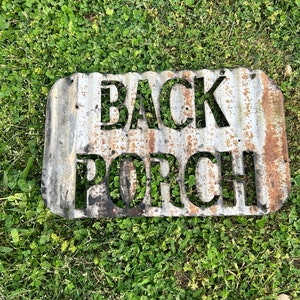 Back Porch Sign, Porch Tin Sign, Corrugated Metal Signs, Metal Signs ...