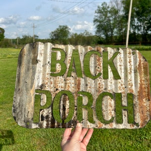 Back Porch Sign, Porch Tin Sign, Corrugated Metal Signs, Metal Signs ...