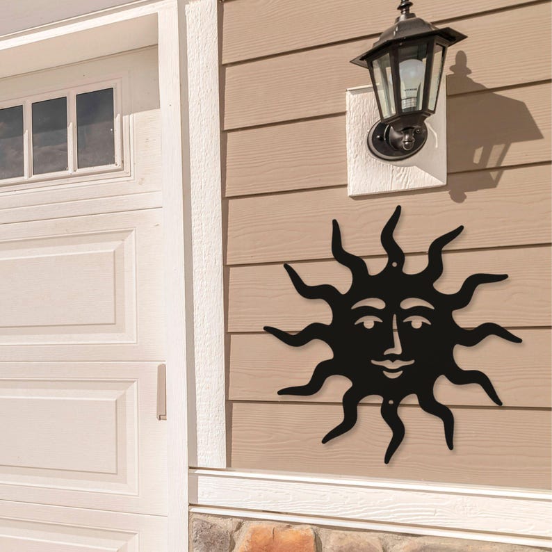 Metal Sun Wall Art Boho Sun Sign, Outdoor Garden Decor, Rustic Metal ...