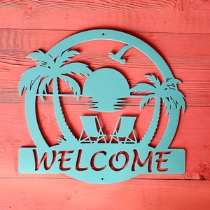 Personalized Metal Sign, Custom Beach Sign, Nautical Decor, Coastal ...