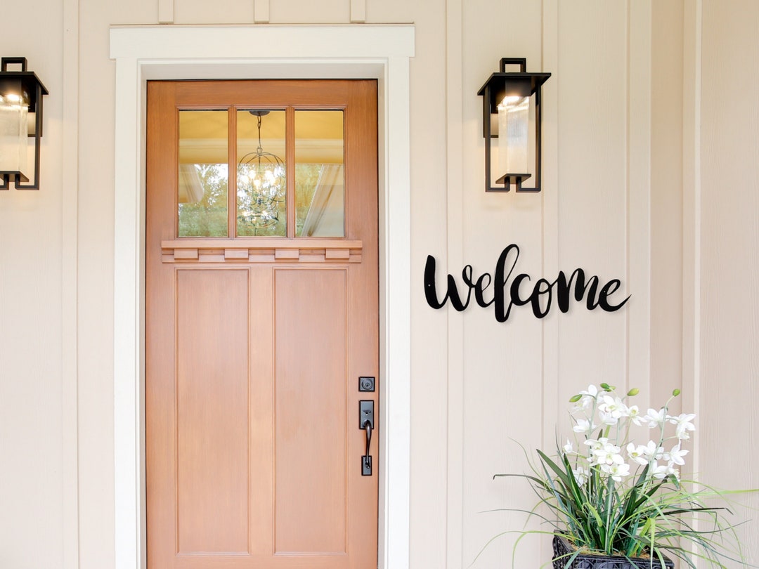 Welcome Metal Sign, Front Door Sign, Porch Sign, Welcome Porch Sign ...