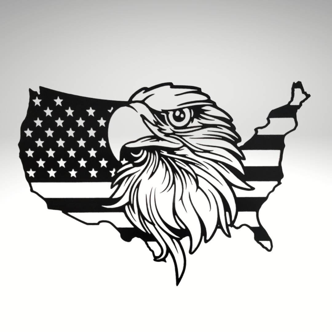 American Flag Metal Sign Metal American Flag, Metal Bald Eagle ...