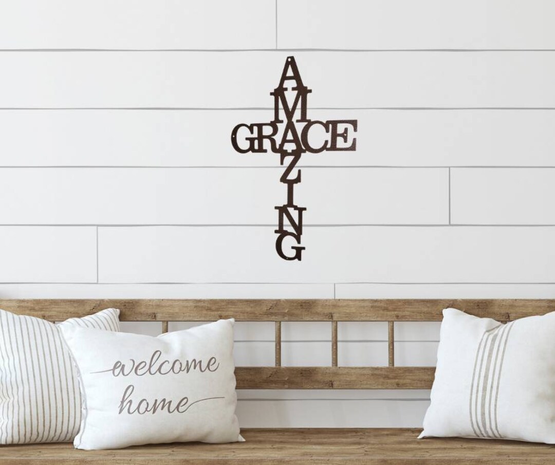 Amazing Grace Metal Cross Amazing Grace Wall Decor Cross - Etsy