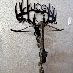 Personalized Cross Bow Hanger, Custom Metal Bow Holder, Deer Skull Bow ...