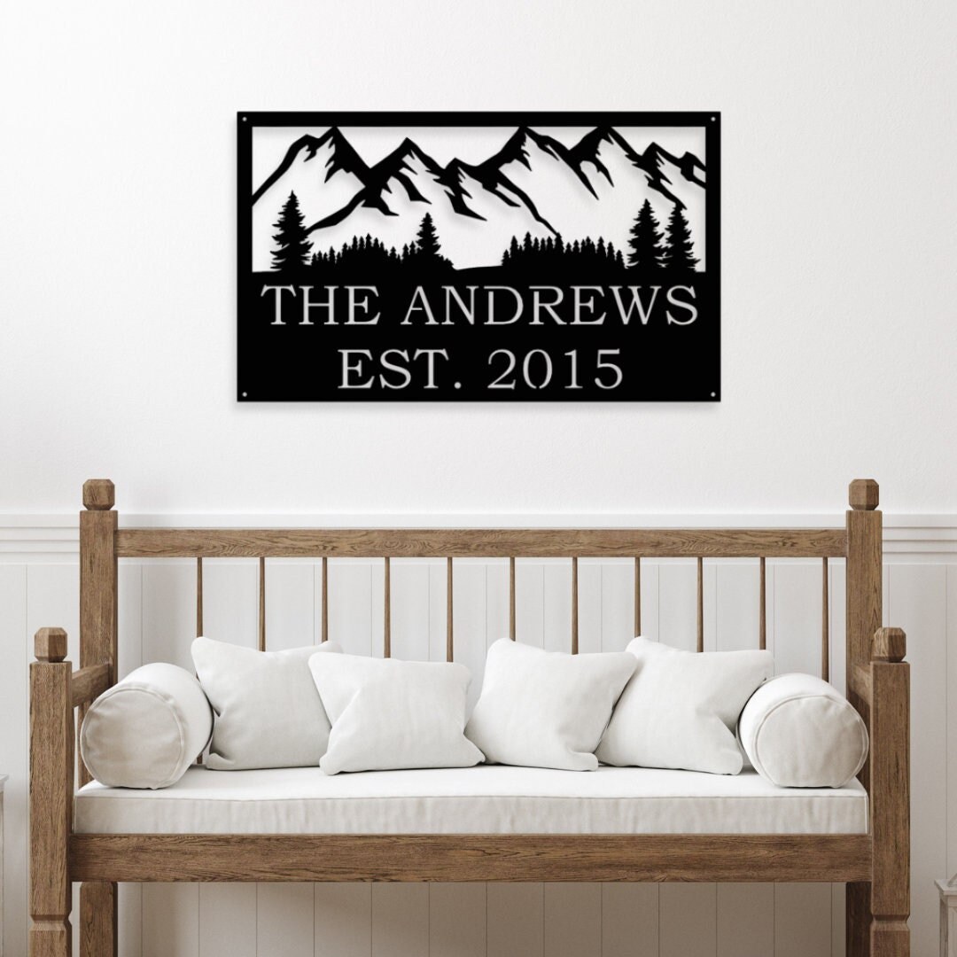 Personalized Mountain Metal Sign, Mountain Home Sign, Cabin Name Sign ...