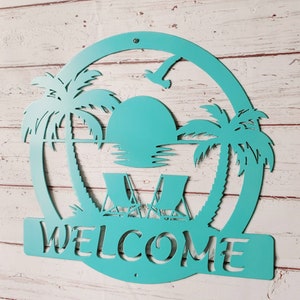 Personalized Metal Sign, Custom Beach Sign, Nautical Decor, Coastal ...