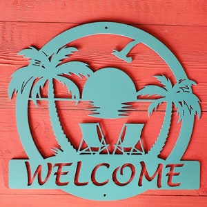 Personalized Metal Sign, Custom Beach Sign, Nautical Decor, Coastal ...