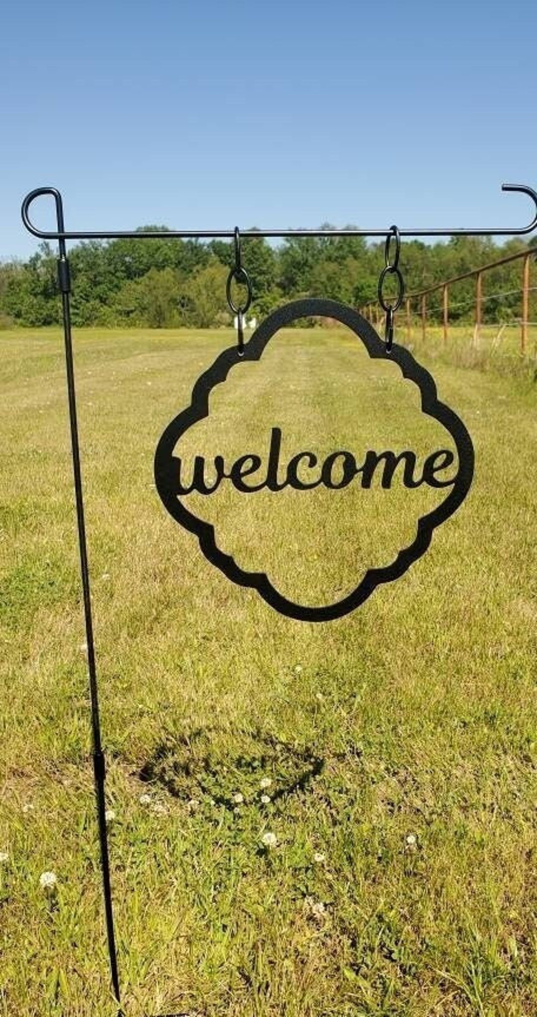 Garden Flag, Metal Garden Flag, Welcome Sign, Garden Art, Metal Sign ...