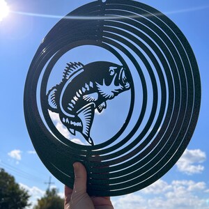 Bass Fish Metal Wind Spinner, Fish Metal Art, Outdoor Metal Sign, Wind ...