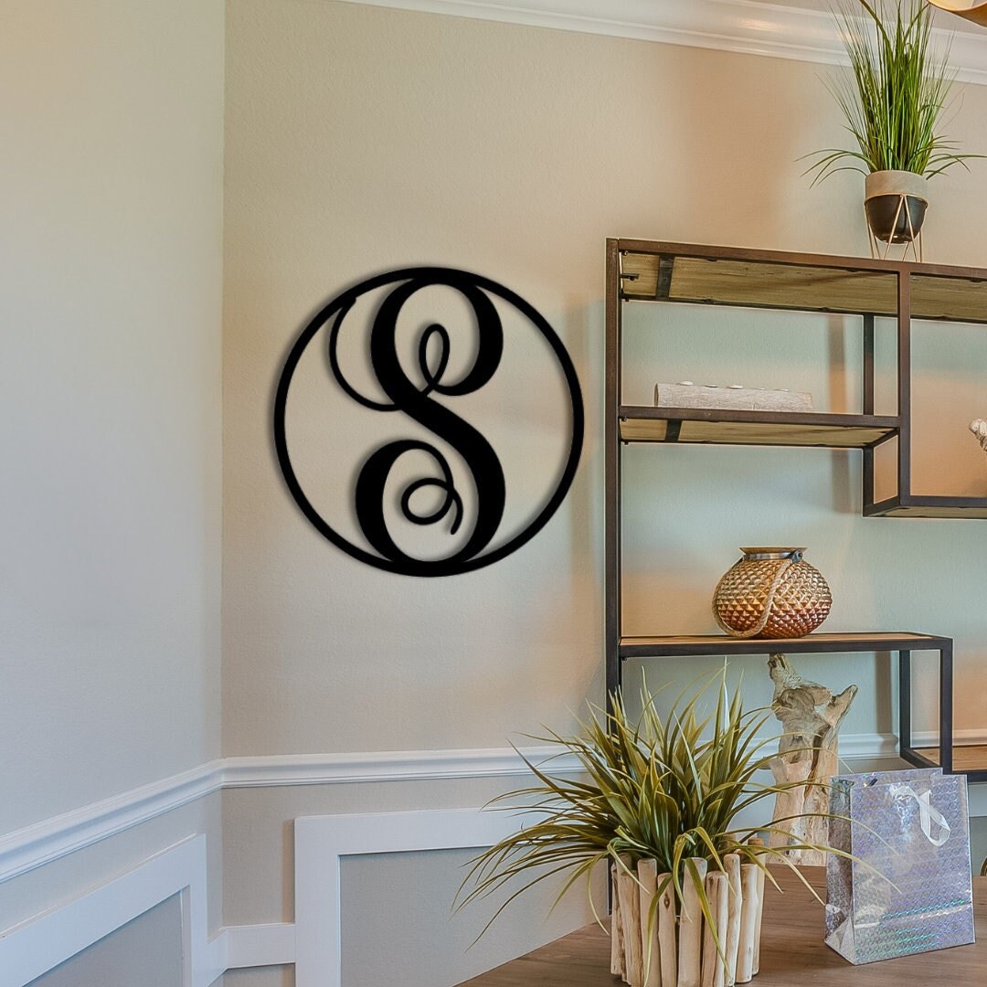 Metal Initial Sign, Monogram Metal Sign, Metal Letter Sign, Family Name ...