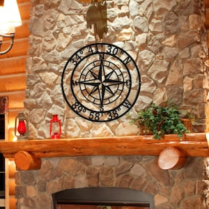 Custom Compass Metal Sign, GPS Compass Metal Sign, Custom Coordinates ...