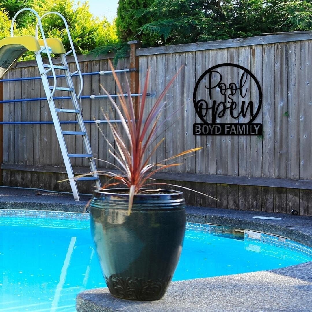 Personalized Pool Metal Sign, Swimming Pool Sign, Poolside Metal Sign ...