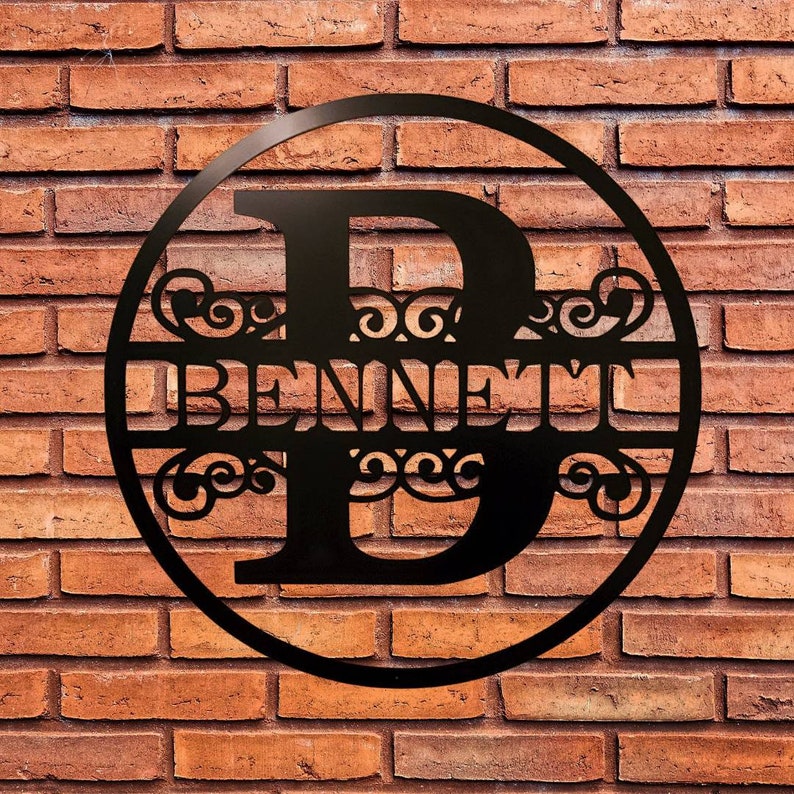 Split Letter Monogram Metal Sign Split Letter Metal Wall - Etsy