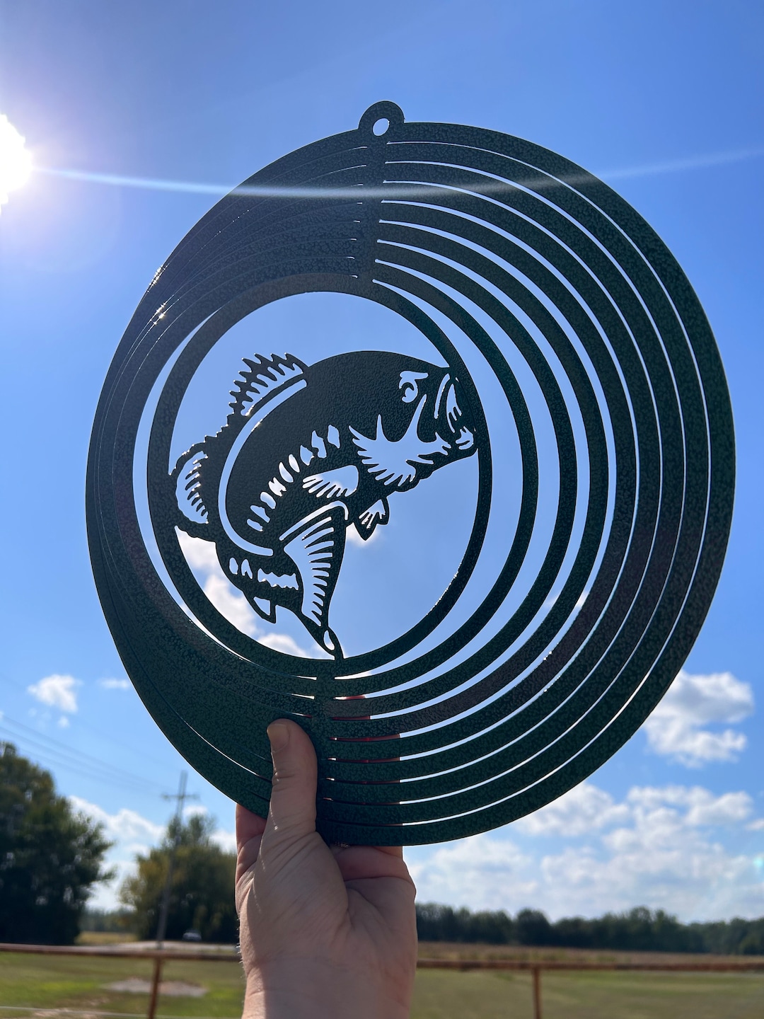 Bass Fish Metal Wind Spinner, Fish Metal Art, Outdoor Metal Sign, Wind ...