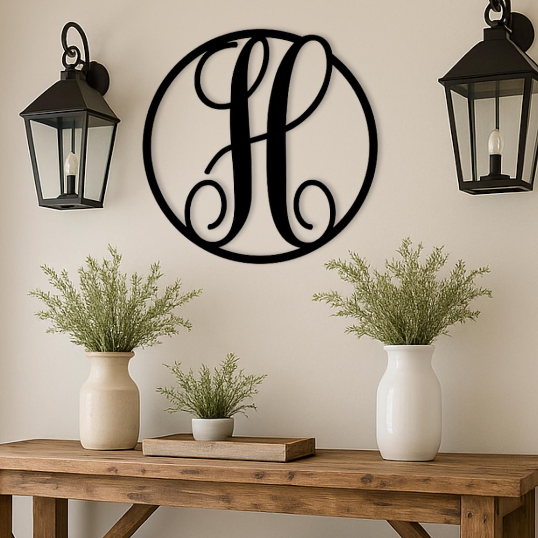Letter Monogram Wall Decor, Metal Initial Signs, Letter Wall Art ...