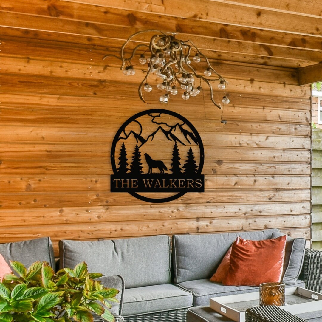 Personalized Wolf Metal Sign, Howling Wolf Sign, Wilderness Sign ...