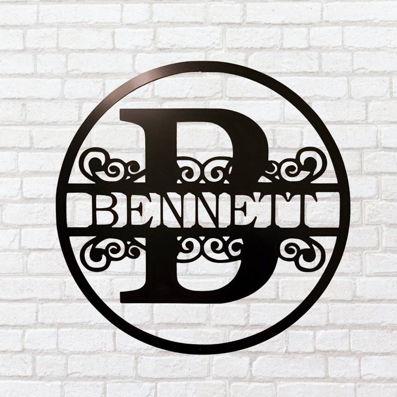 Split Letter Monogram Metal Sign Split Letter Metal Wall - Etsy