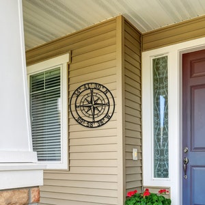 Custom Compass Metal Sign, GPS Compass Metal Sign, Custom Coordinates ...