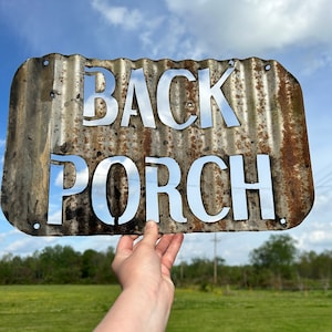 Back Porch Sign, Porch Tin Sign, Corrugated Metal Signs, Metal Signs ...