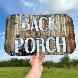 Back Porch Sign, Porch Tin Sign, Corrugated Metal Signs, Metal Signs ...