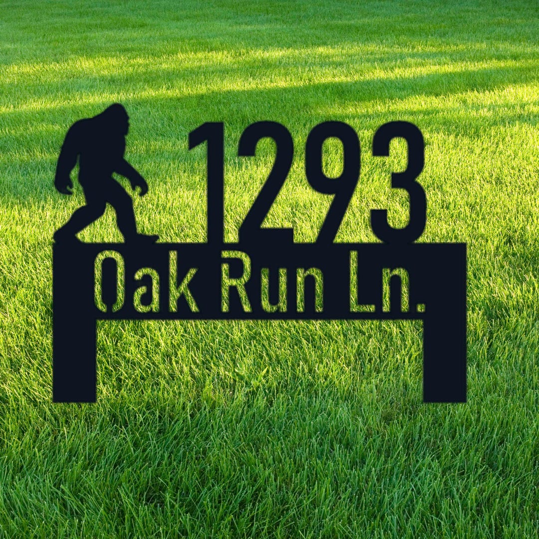 Custom House Number Sign Bigfoot Yard Plaque Outdoor Metal Address Sign ...