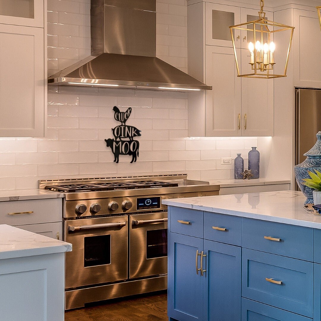 Kitchen Metal Sign, Cluck Oink Moo Sign, Kitchen Decor, Pantry Sign ...