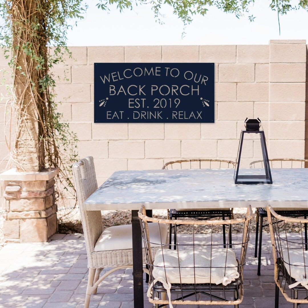 Back Porch Metal Sign, Custom Metal Sign Outdoors, Porch Sign, Welcome ...