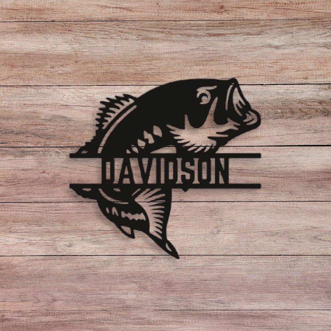 Personalized Fish Signs, Bass Fish Sign, Fishing Gift for Him ...