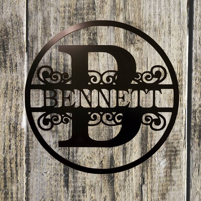 Split Letter Monogram Metal Sign Split Letter Metal Wall - Etsy