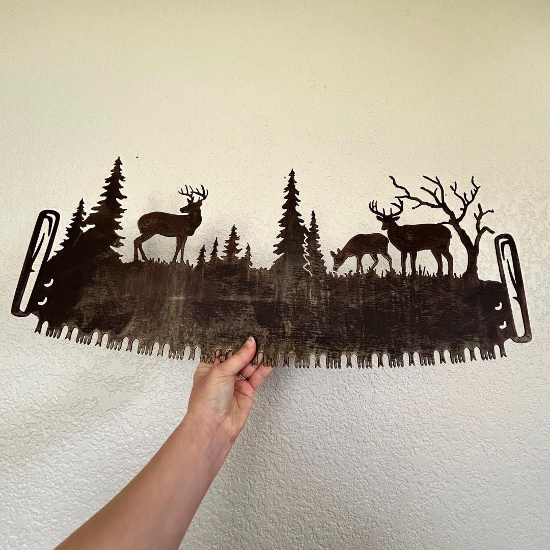 Metal Deer Sign, Nature Wall Decor, Rustic Deer Wall Art, Deer Hunter ...