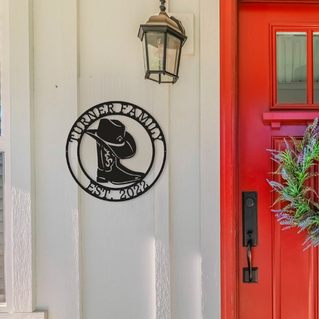 Personalized Cowboy Metal Sign, Western Decor, Last Name Sign, Cowboy ...