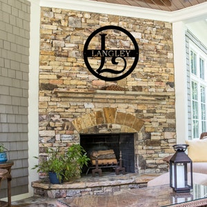 Last Name Sign Metal, Round Monogram Metal Sign, Round Metal Monogram ...